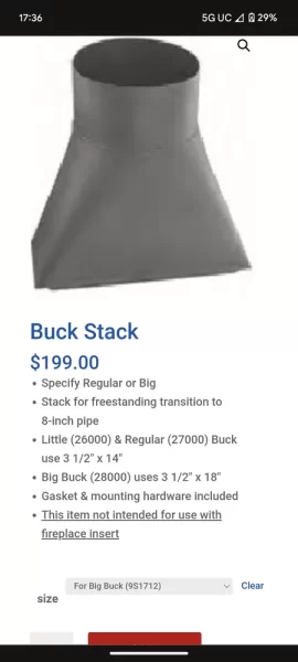 Big buck stove pipe adapter | Hearth.com Forums Home